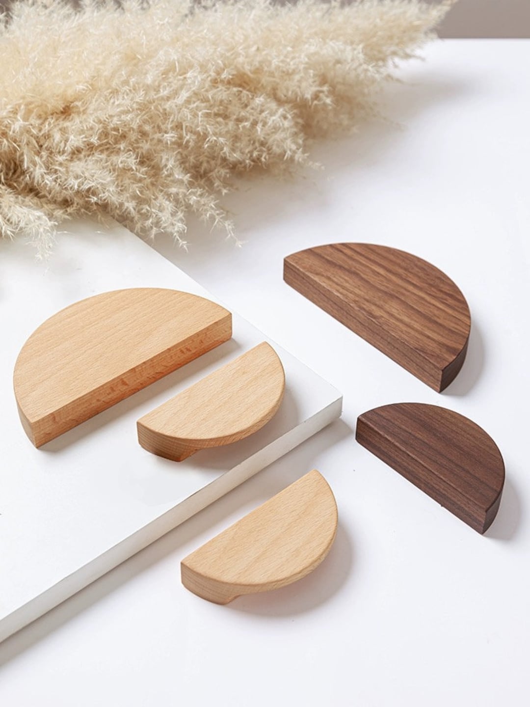 Wood Semi Circle Cabinet Pulls, Half Moon Cabinet Handles, Walnut ...