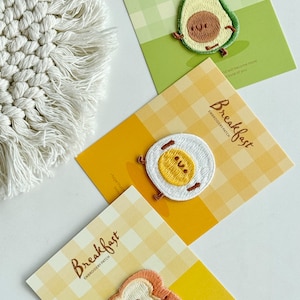 Breakfast Patches, Embroidered Patch, Avocado, Toast, Egg Patches, Self Adhesive Patch, Sew on ...