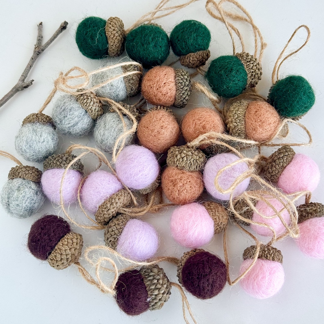 Wool Felted Acorn Ornaments, 10 Pcs, Felted Acorns, Needle Felt Acorn ...