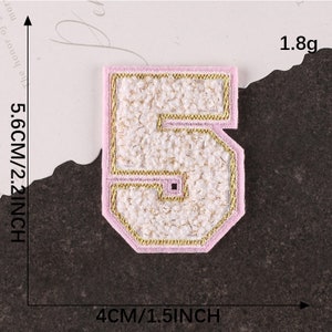 2.2 Inch Chenille Number Patch White & Pink Numbers Patch - Etsy