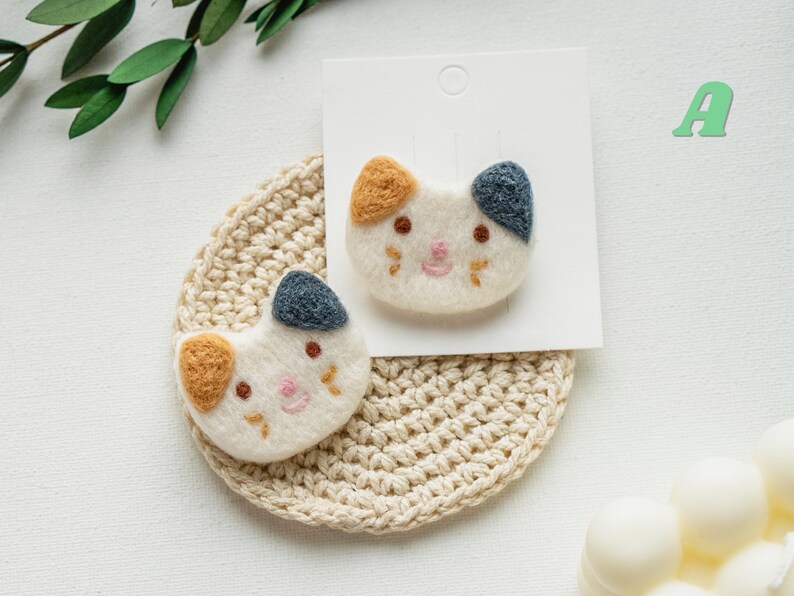 Felted Cat Felt Cat Head Needle Felted Cats Set Wool Felt - Etsy