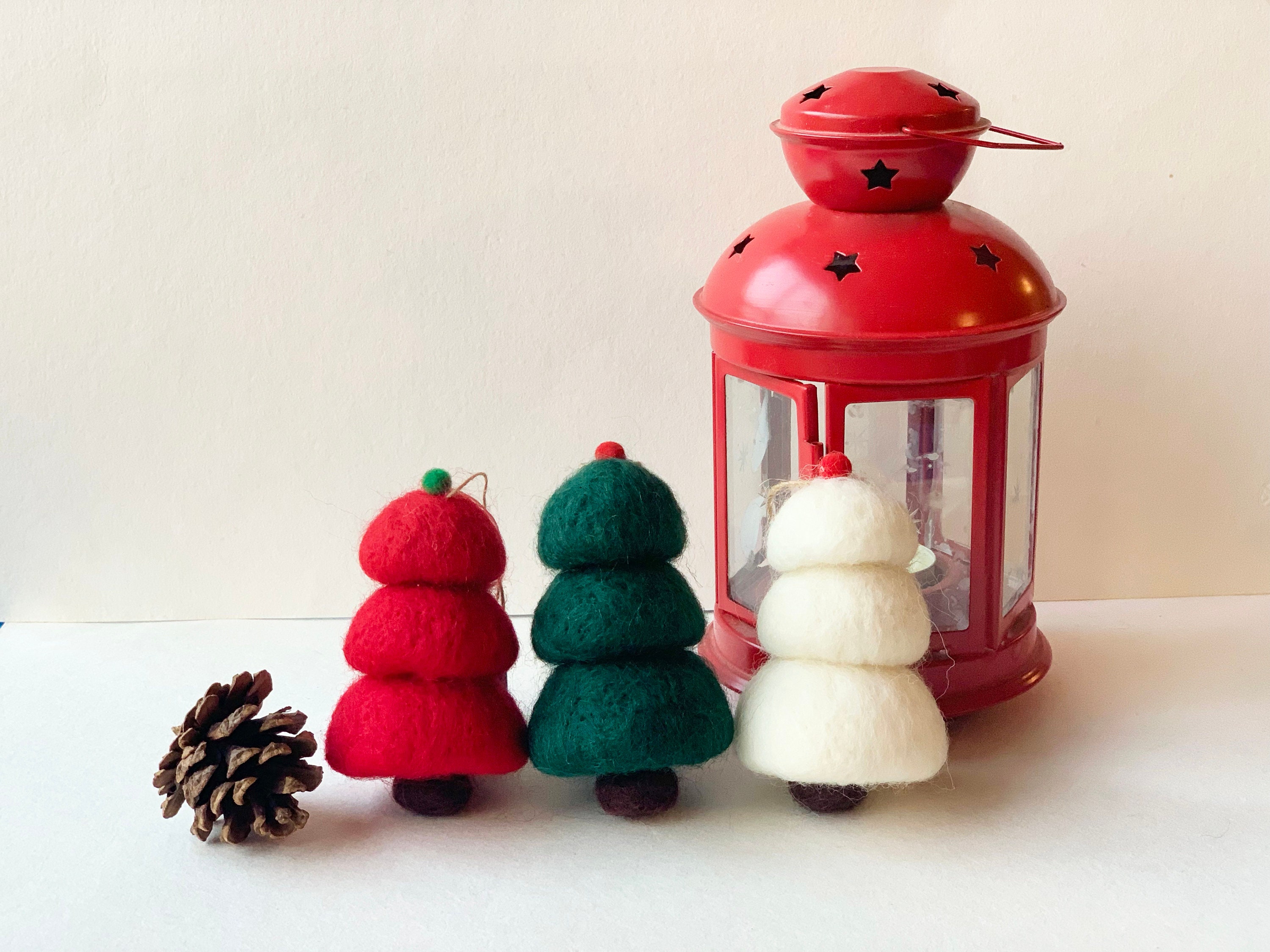 Wool Felt Christmas Tree Ornaments Felted Christmas Trees | Etsy