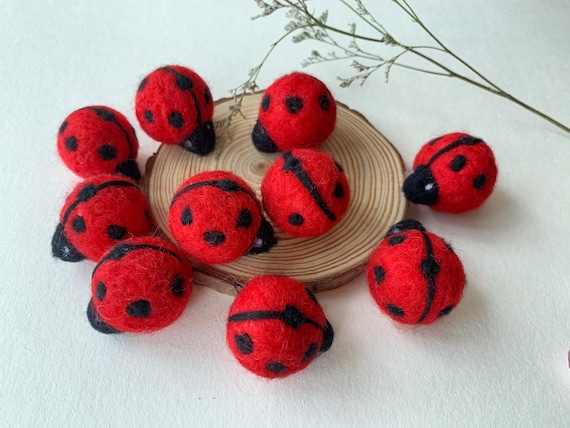 Felted Ladybug Wool Felt Ladybug Felted Insect Needle Felt - Etsy