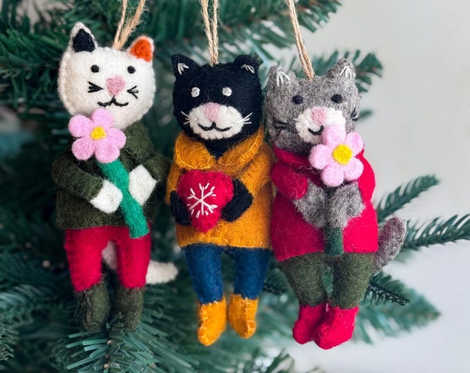 Felt Cat Ornament, Christmas Cat - Etsy Canada