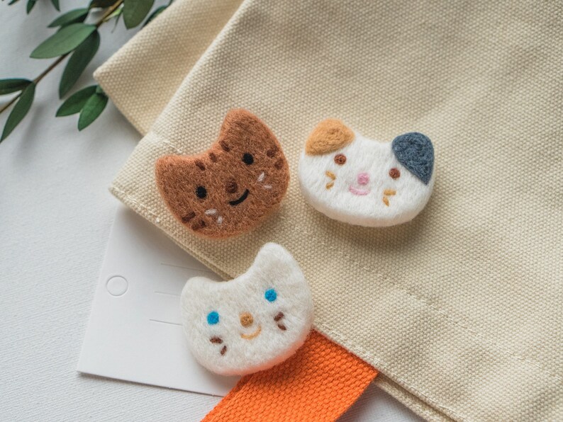 Felted Cat Felt Cat Head Needle Felted Cats Set Wool Felt - Etsy