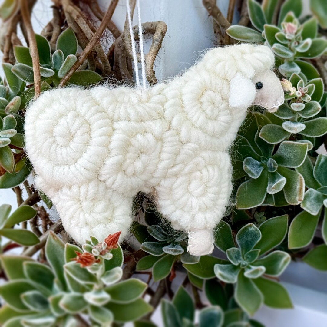Felt Sheep Ornament, Felted White Sheep, Woolen Sheep, Sheep ...