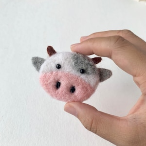 Felt Cow, Wool Felt Milk Cow Head, Felted Animal for Making Hair Clip ...
