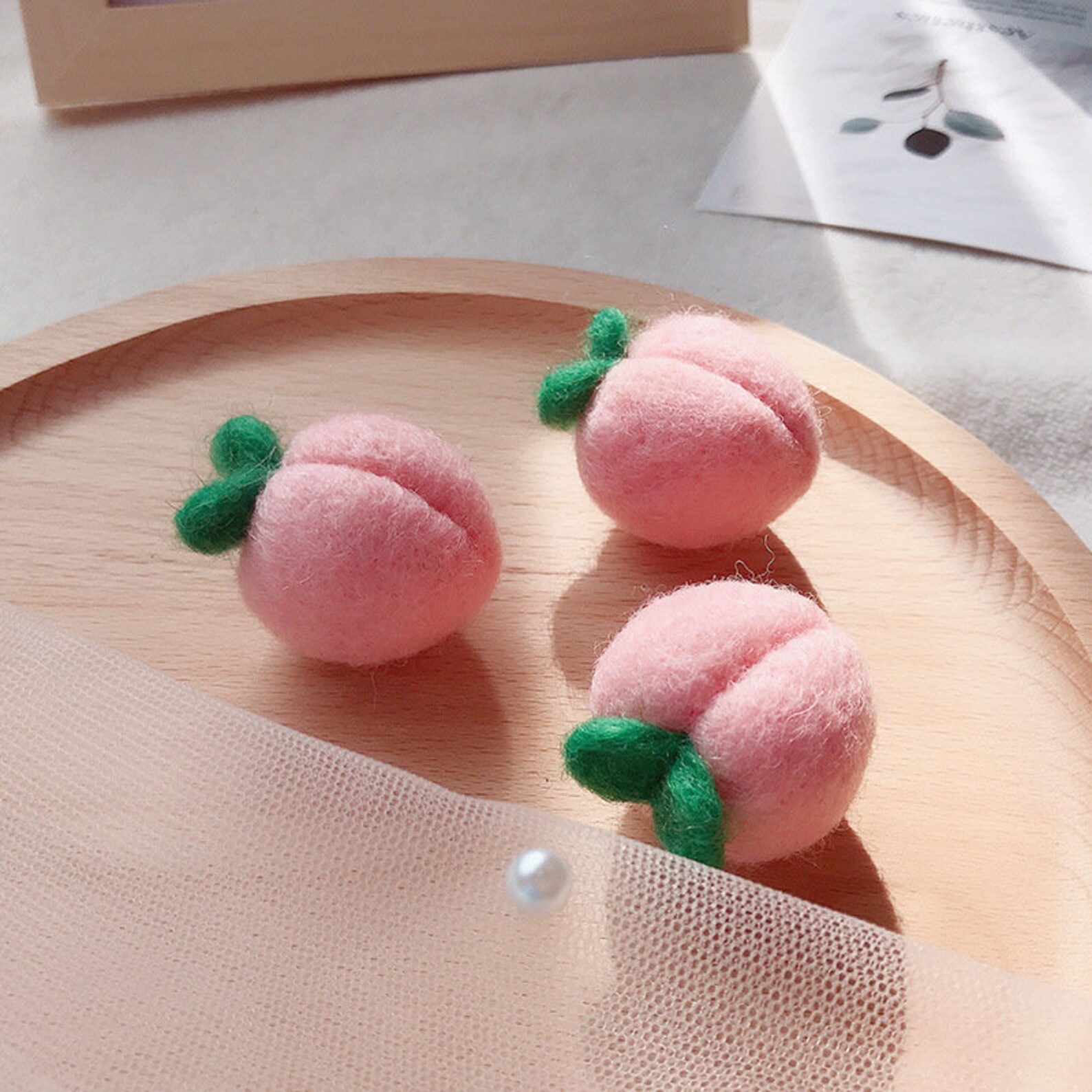 Felted Peaches Wool Felt Peach Peach Décor Felt Fruit - Etsy