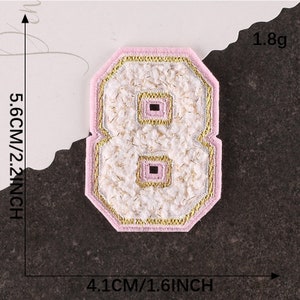 2.2 Inch Chenille Number Patch White & Pink Numbers Patch - Etsy