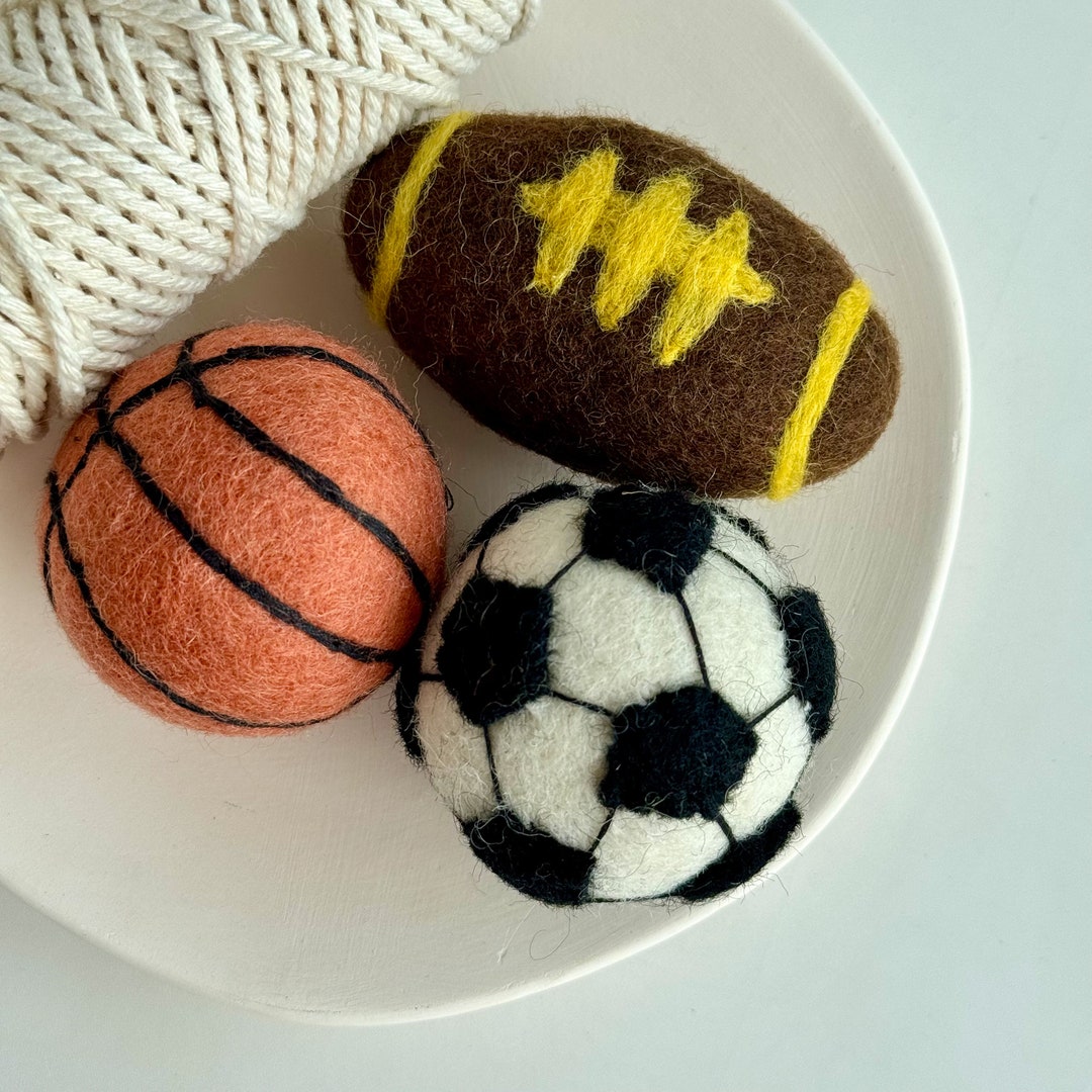 Felted Sports Balls, 3 Styles, Felt Basketball, Football, Soccer ...