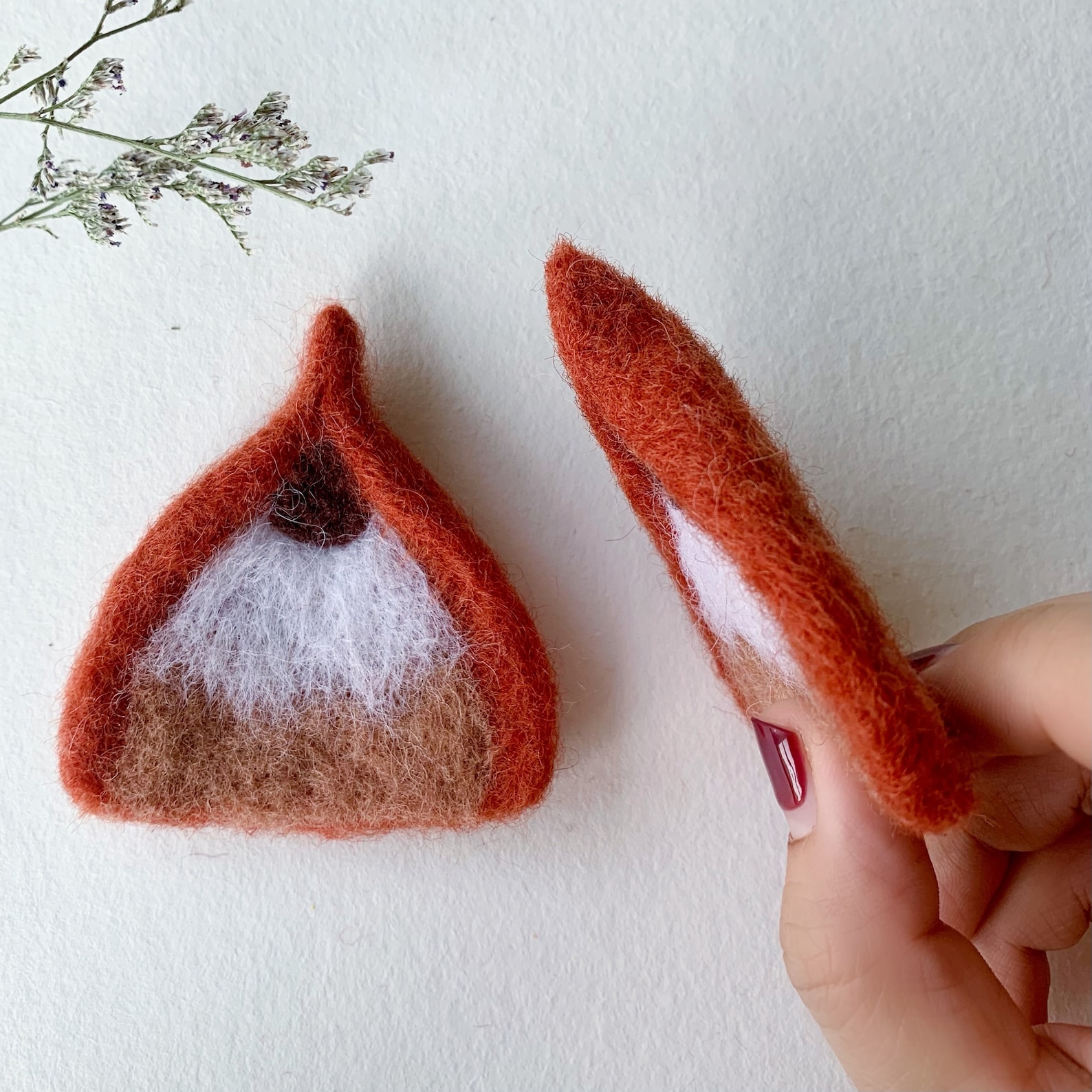 Felted Fox Ears 2 Pcs Wool Felt Fox Ears Needle Felt Fox - Etsy