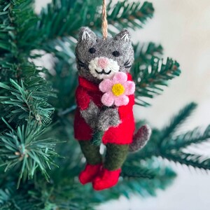 Felt Cat Christmas Ornament: Wool Felted Kitten Decor - Etsy