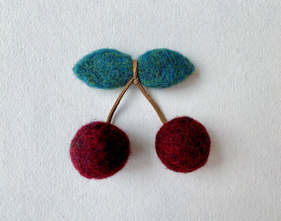 Felt Cherries Felt Shape Felted Shapes Wool Felt Fruit | Etsy