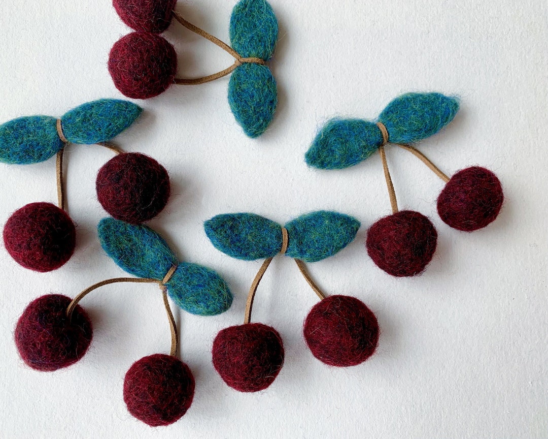 Felt Cherries, Felt Shape, Felted Shapes, Wool Felt Fruit, Needle ...
