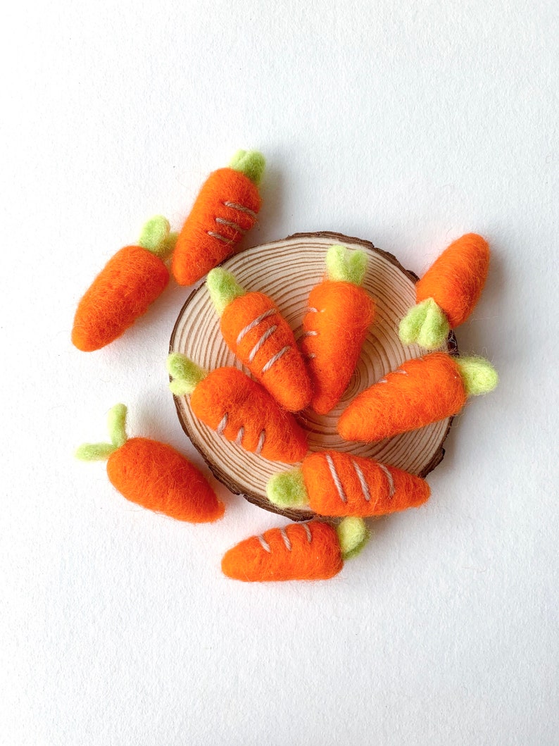 Felted Wool Carrots, Handmade Play Food, Craft Decoration (10 Pcs) - Etsy
