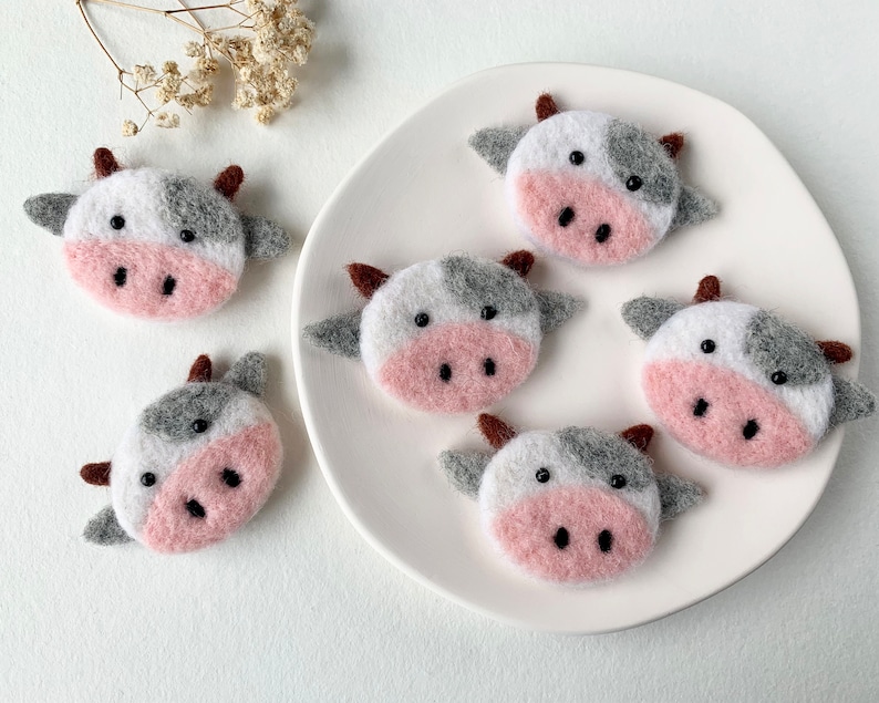 Felt Cow Wool Felt Milk Cow Head Felted Animal for Making - Etsy