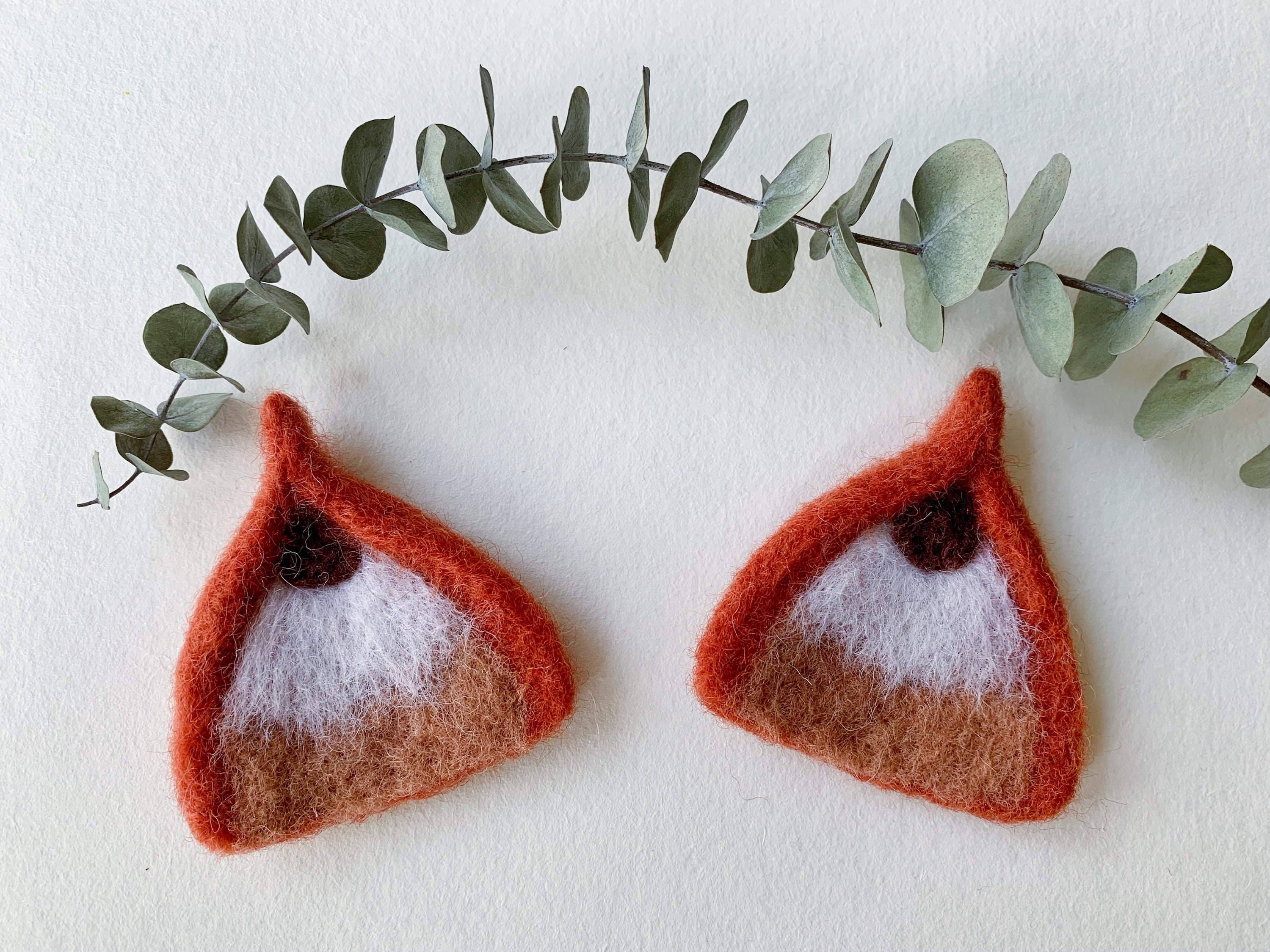 Felted Fox Ears, Wool Needle Felt, Handmade Craft Supply (2 Pcs) - Etsy