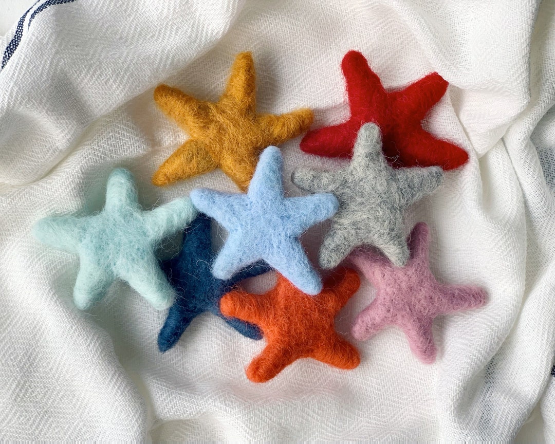 Felted Sea Star, Felt Starfish for Making Garland, Wreath, Baby Mobile ...