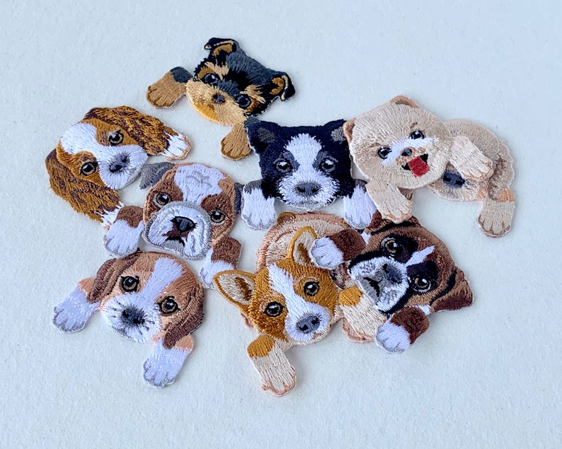 Embroidered Dogs Patch, 10 Styles, Puppy Patches, Iron on Sew on Pet ...