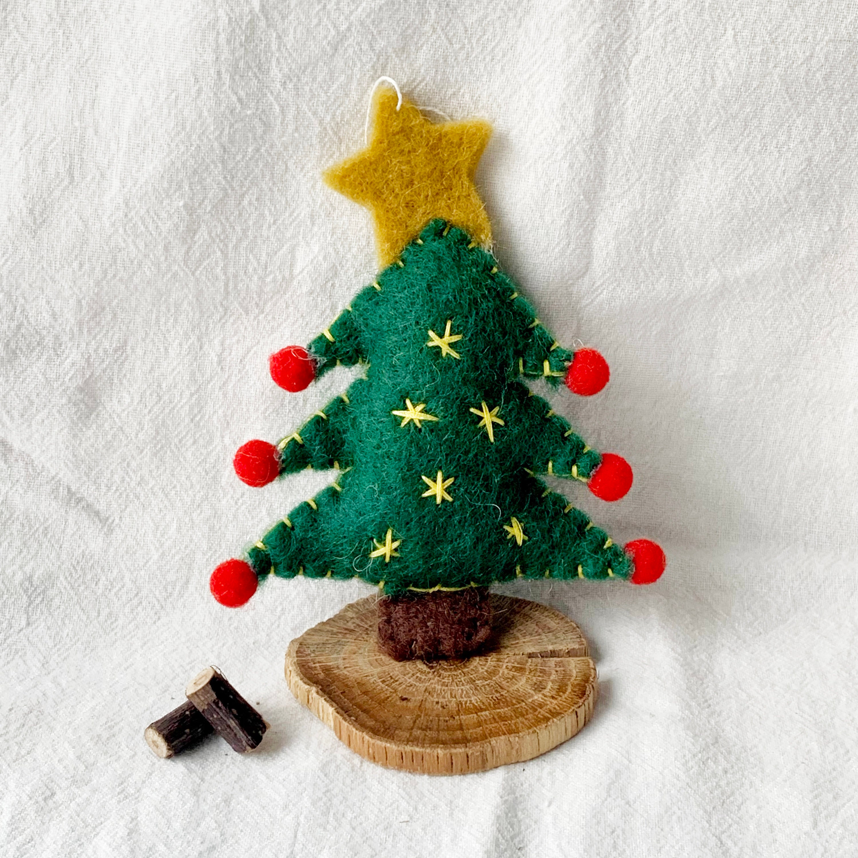 Wool Felt Christmas Tree Ornaments, Felted Christmas Trees, Christmas ...