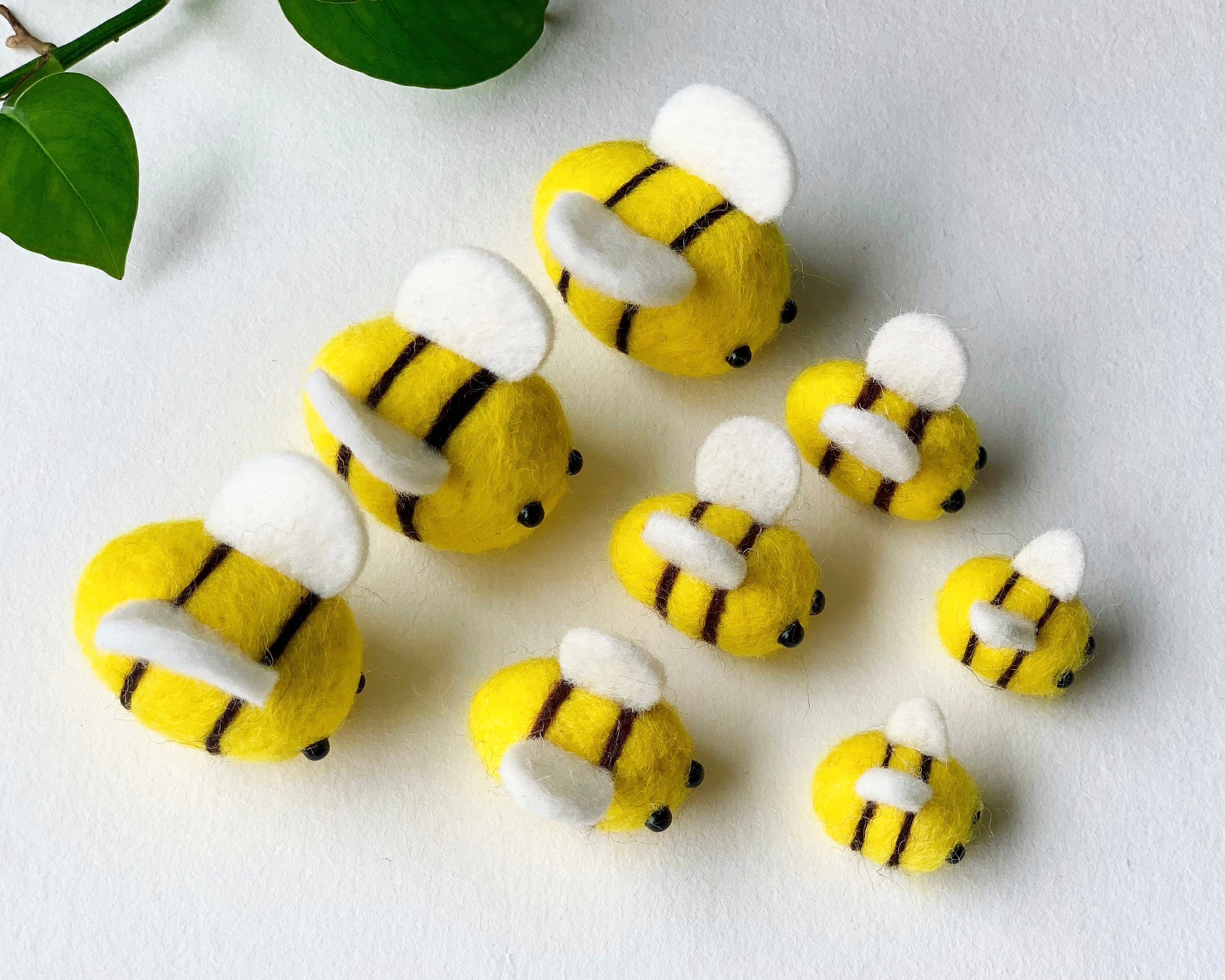 Felt Bee 10 Pcs, Bee Decor, Needle Felt Bees, Felted Bees, Honey Bee ...