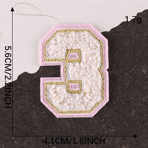 2.2 Inch Chenille Number Patch White & Pink Numbers Patch - Etsy