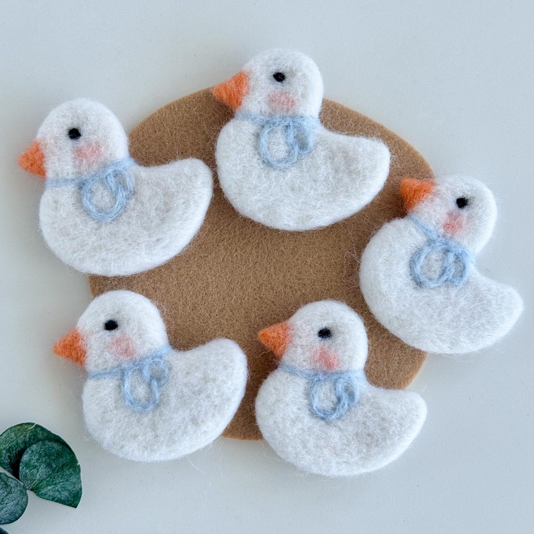 Felt White Duck, Wool Felt Duckling, Felted Duck for Making Hair Clip ...