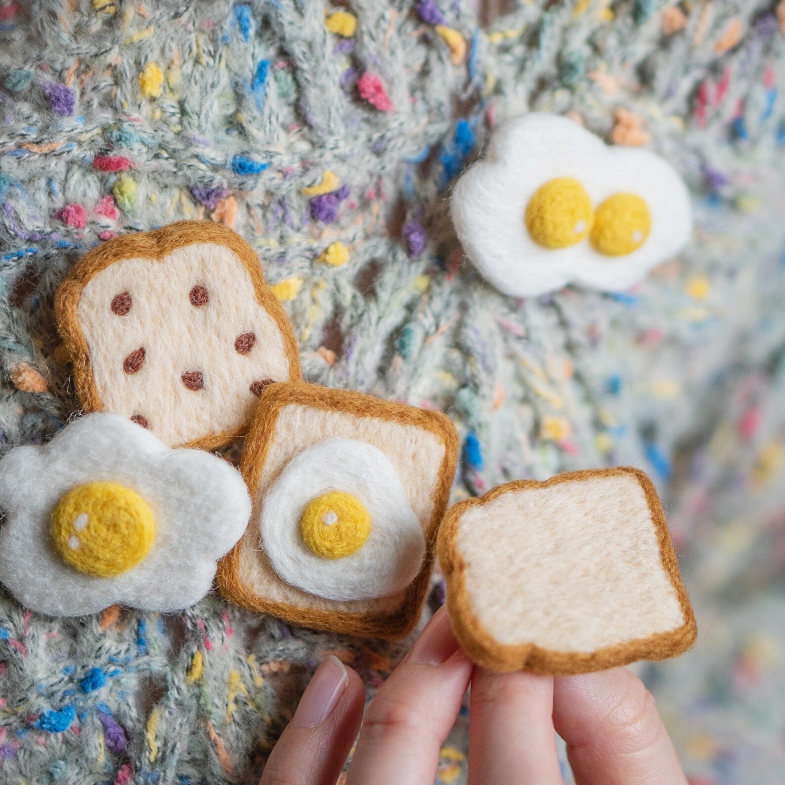 Felted Toast Felted Bread Felted Fried Egg Felted | Etsy