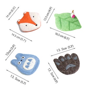 Wool Felt Coasters, 12 Styles Available, Tea Coasters, Needle Felted ...