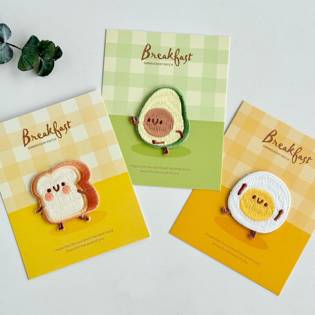 Breakfast Patches, Embroidered Patch, Avocado, Toast, Egg Patches, Self ...