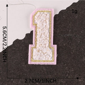 2.2 Inch Chenille Number Patch White & Pink Numbers Patch - Etsy