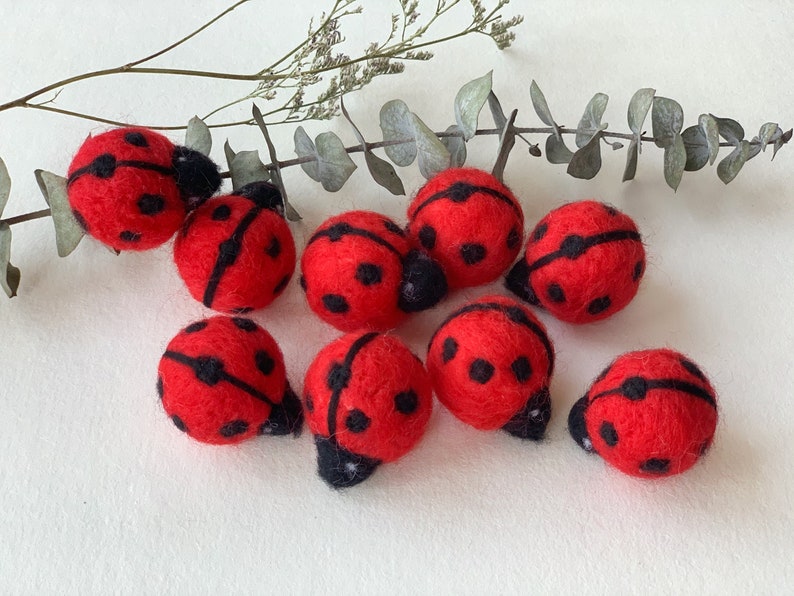 Felted Ladybug Wool Felt Ladybug Felted Insect Needle Felt - Etsy
