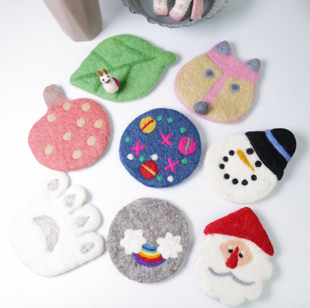 Wool Felt Coasters, 12 Styles Available, Tea Coasters, Needle Felted ...