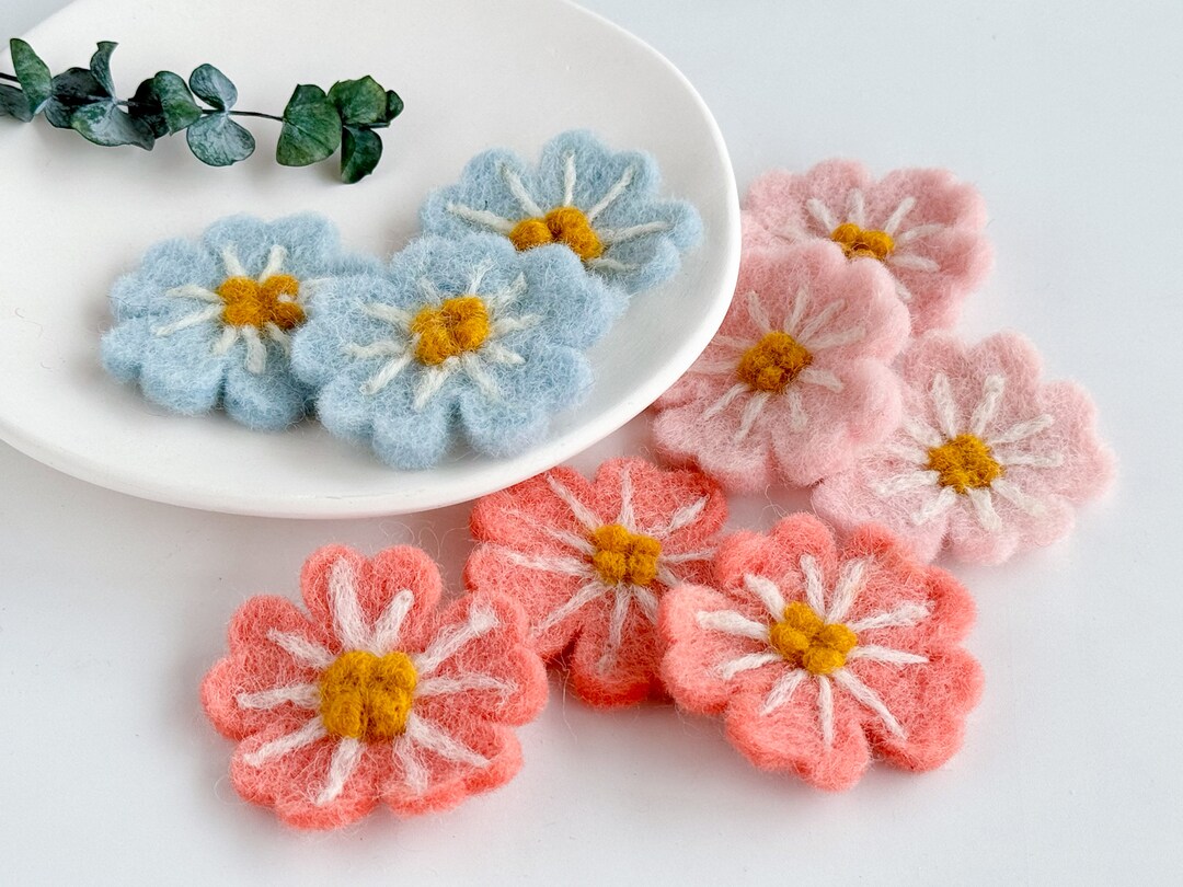 Handmade Wool Felt Flowers, Craft Embellishments, Set of 10 - Etsy