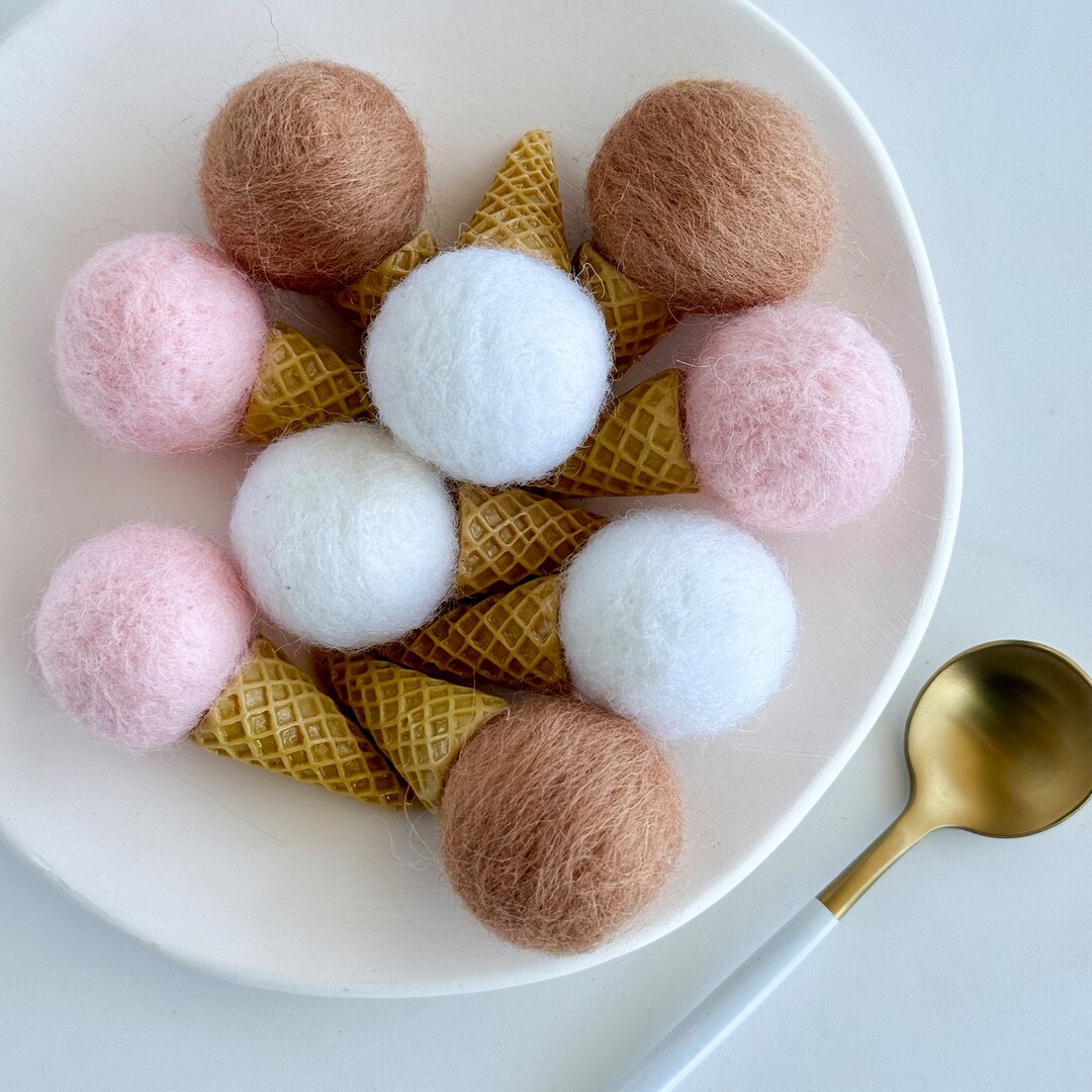Felt Ice Creams, 3cm, Wool Felt Ice Cream Cone, Ice Cream Décor, Felt ...