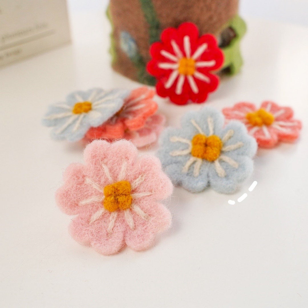 Wool Felt Flowers, 10 Pcs, Felted Flower, Wool Flowers, Felted Shape ...