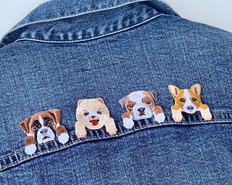 Embroidered Dogs Patch, 10 Styles, Puppy Patches, Iron on Sew on Pet ...