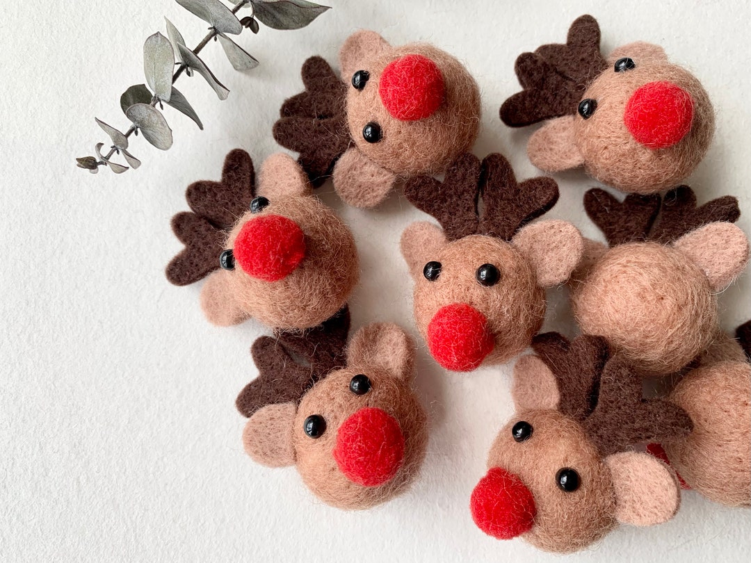 Felted Reindeer 10 Pcs, Felted Rudolph, Felted Accessories, Needle ...