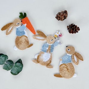 Rabbit Patch, 3 Styles, Embroidered Bunny Patches, Iron on Sew on ...