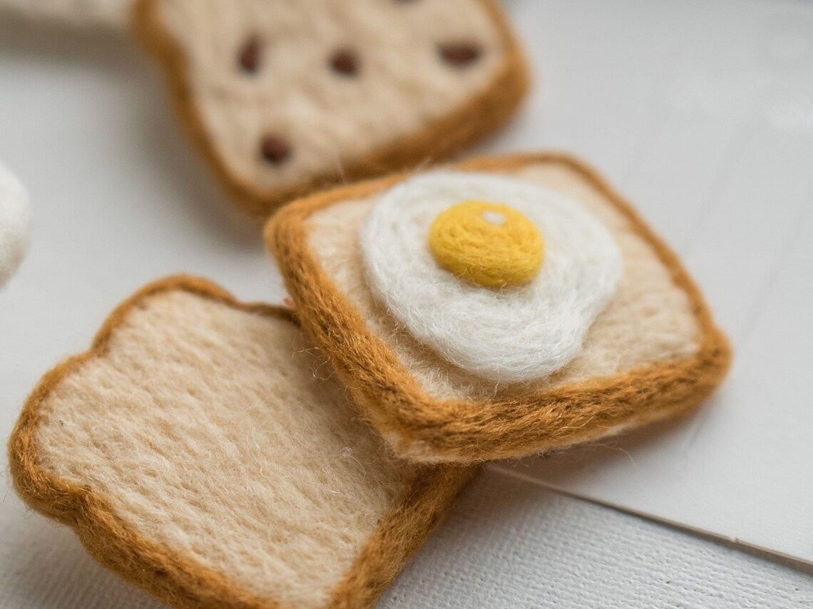 Felted Toast Felted Bread Felted Fried Egg Felted | Etsy