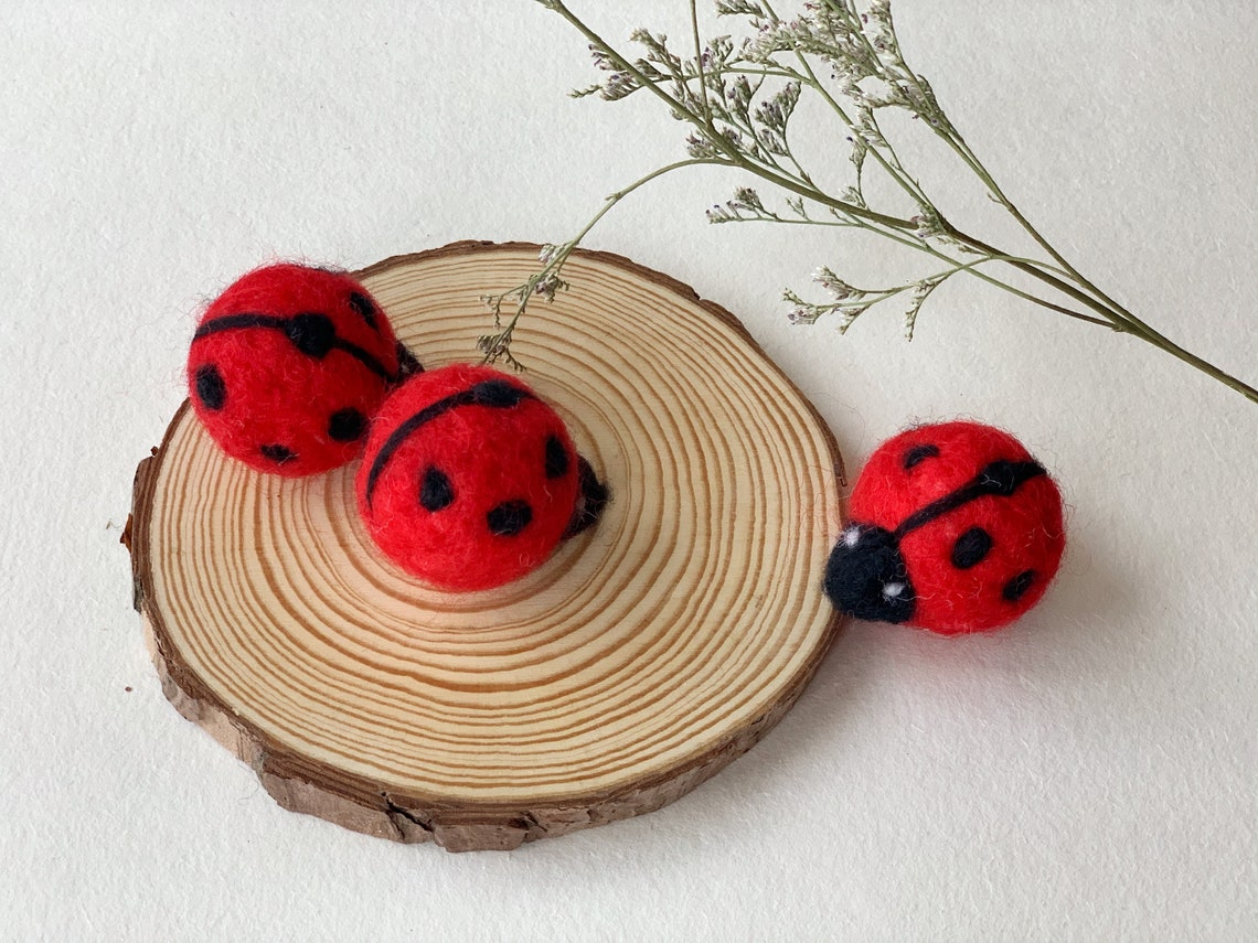Felted Ladybug Wool Felt Ladybug Felted Insect Needle Felt | Etsy