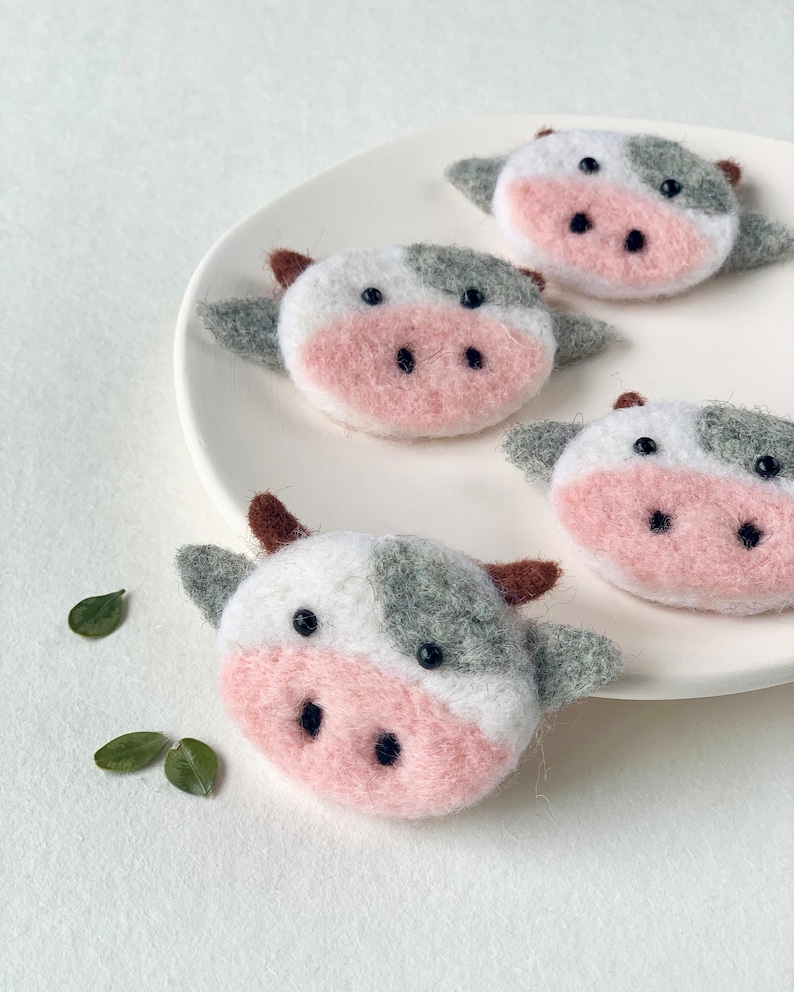 Felt Cow Wool Felt Milk Cow Head Felted Animal for Making - Etsy