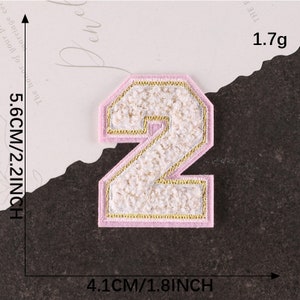 2.2 Inch Chenille Number Patch White & Pink Numbers Patch - Etsy