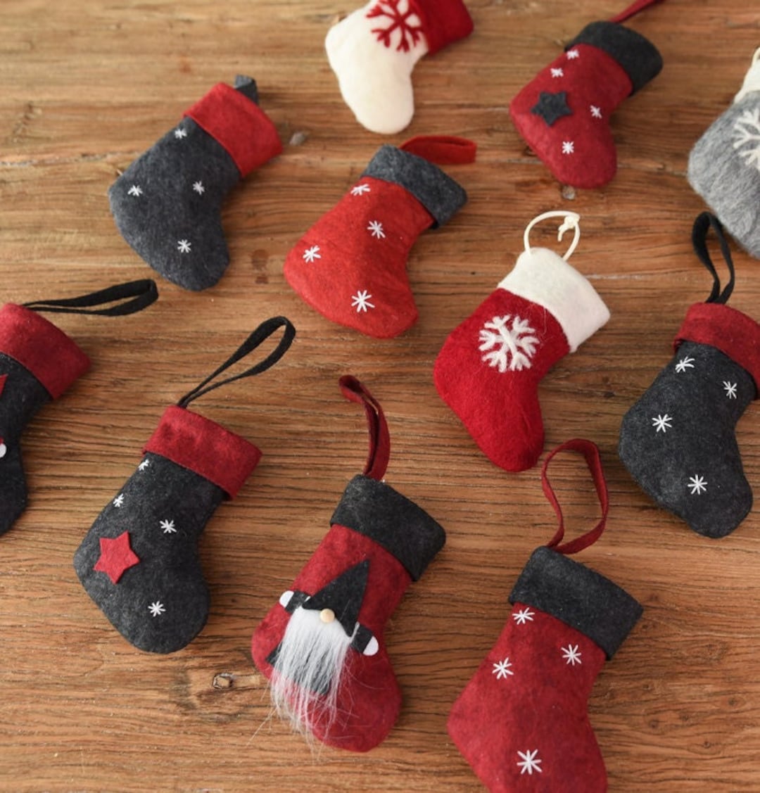 Felted Sock Ornaments Felt Christmas Stockings Wool Felt - Etsy