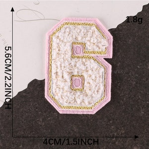 2.2 Inch Chenille Number Patch White & Pink Numbers Patch - Etsy