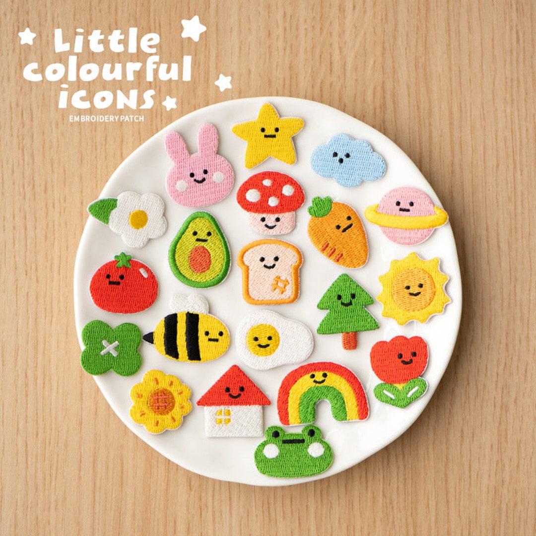 Cute Embroidered Patches, Little Icons Patchs, Self Adhesive Patches ...