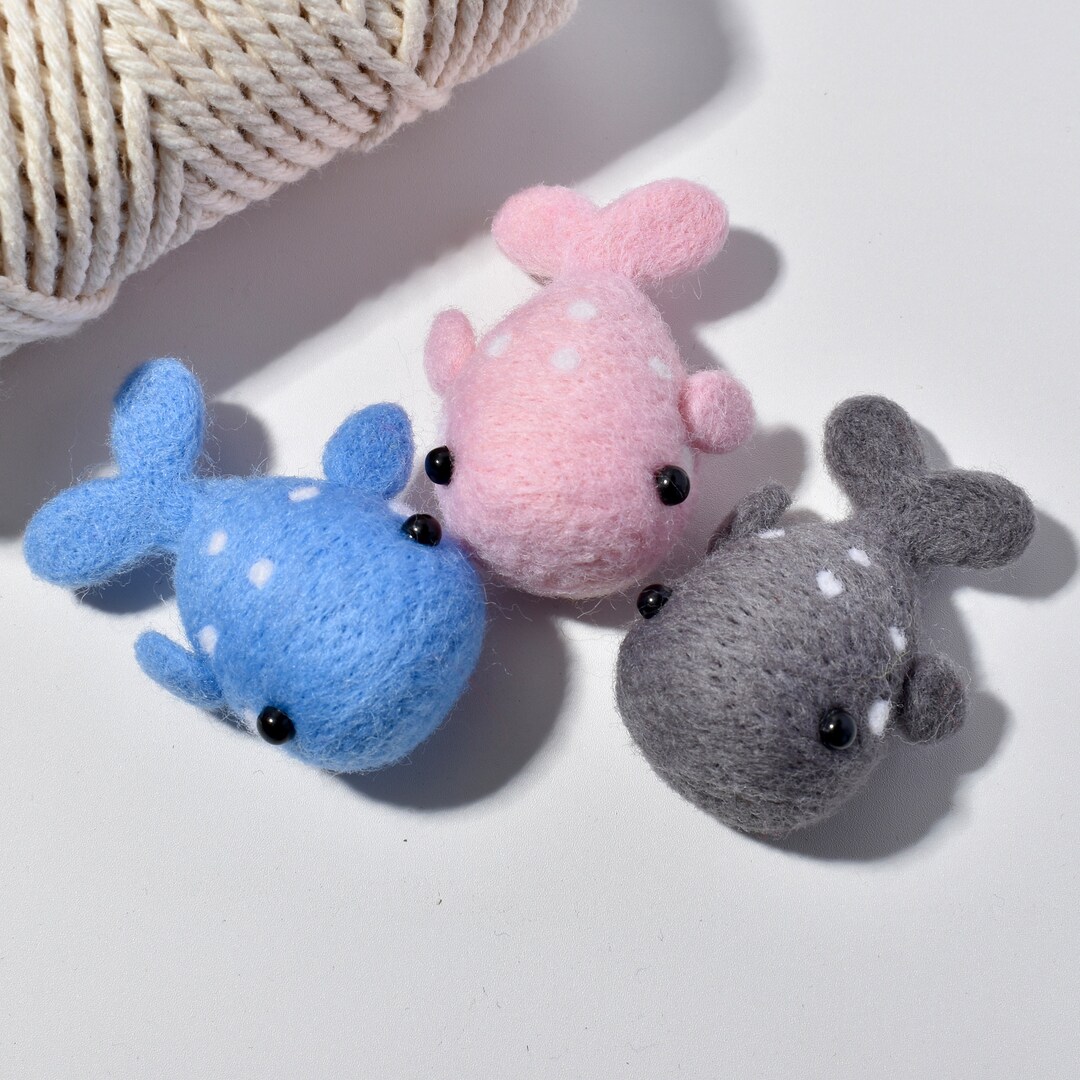 Felt Whale, 3 Colors, Wool Felt Whale, Felted Sea Animal, Craft ...