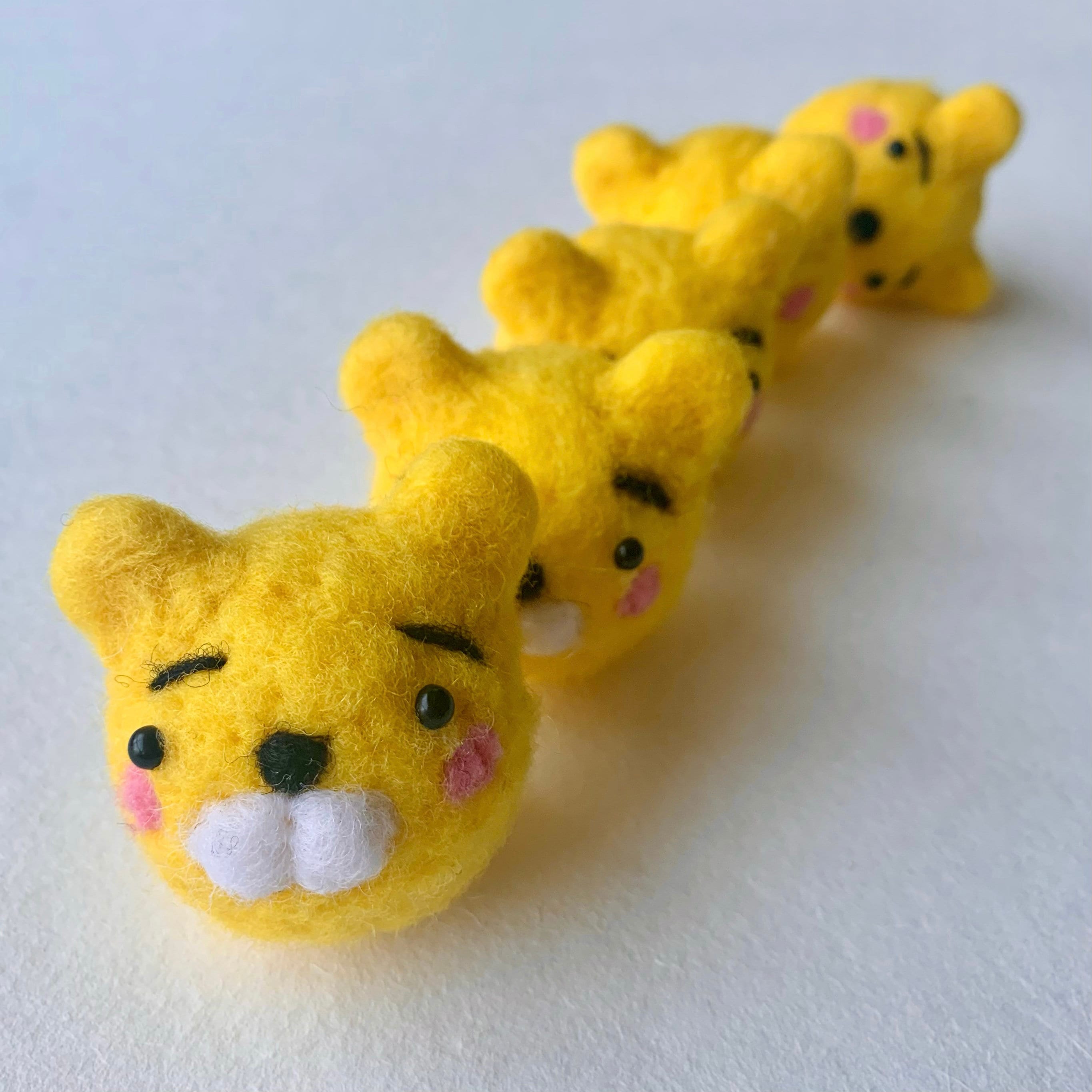 Felted Bear Felt Yellow Bear Head Wool Felt Bear Needle | Etsy