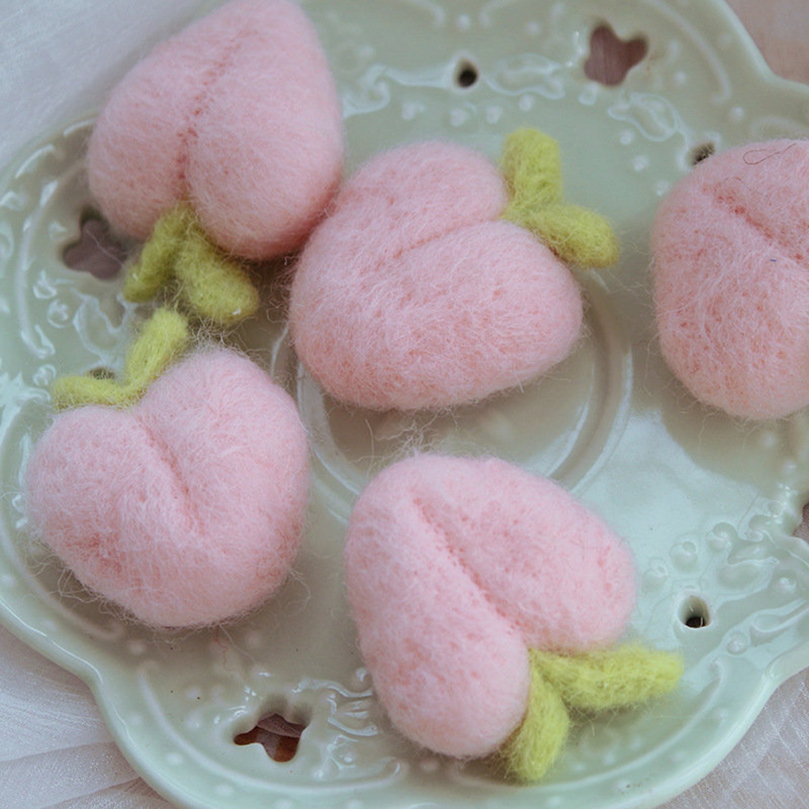 Felted Peach Wool Felt Peach Peach Decor Woolen Peach | Etsy