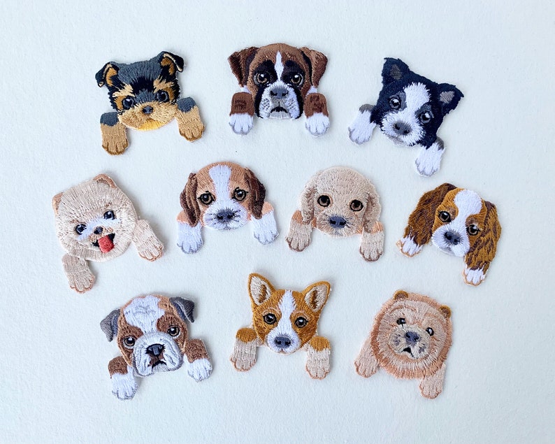 Embroidered Dogs Patch, 10 Styles, Puppy Patches, Iron on Sew on Pet ...